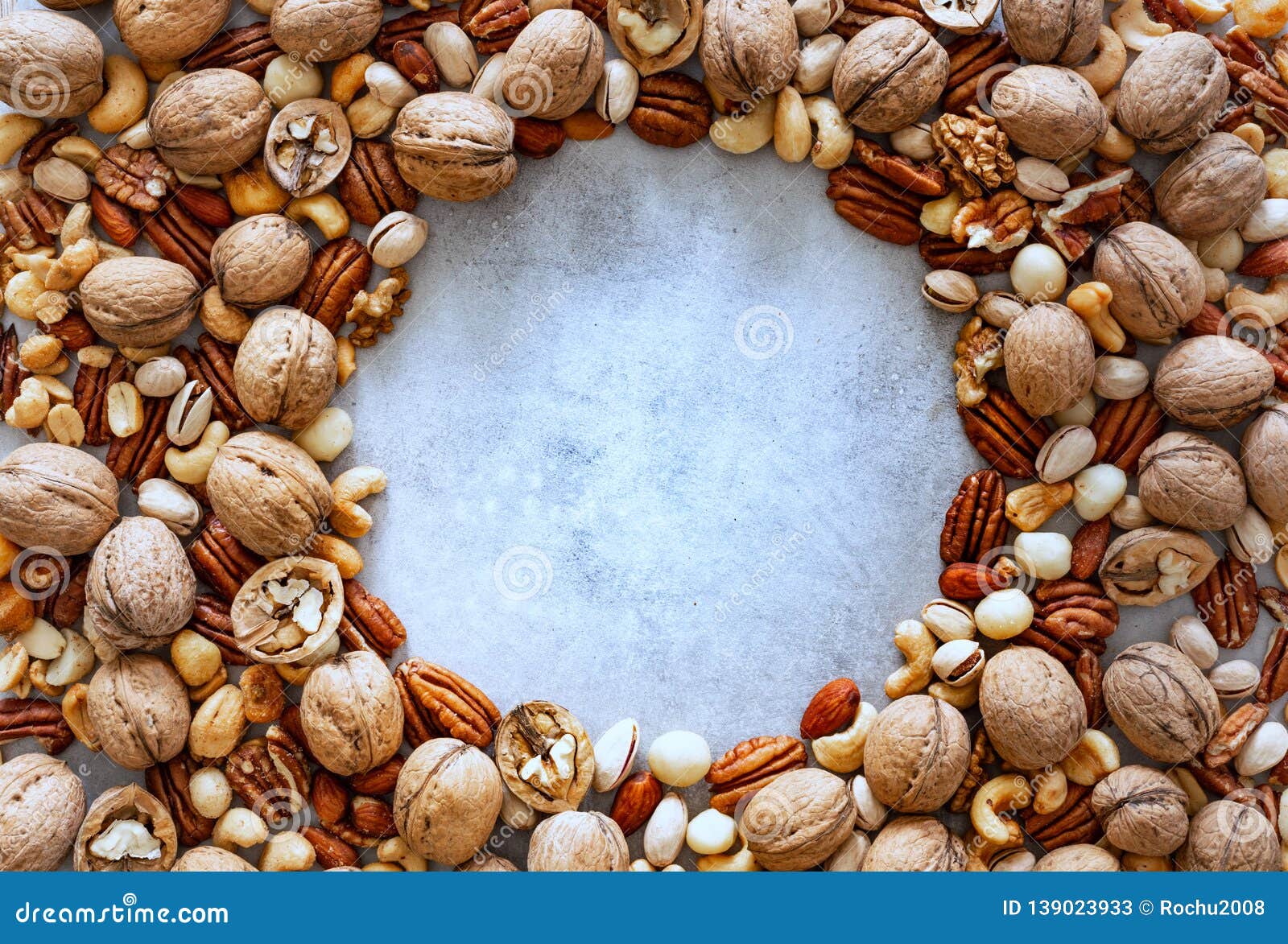 Nueces, Diversos Tipos, Espacio Libre Para Poner Letras Imagen de ...