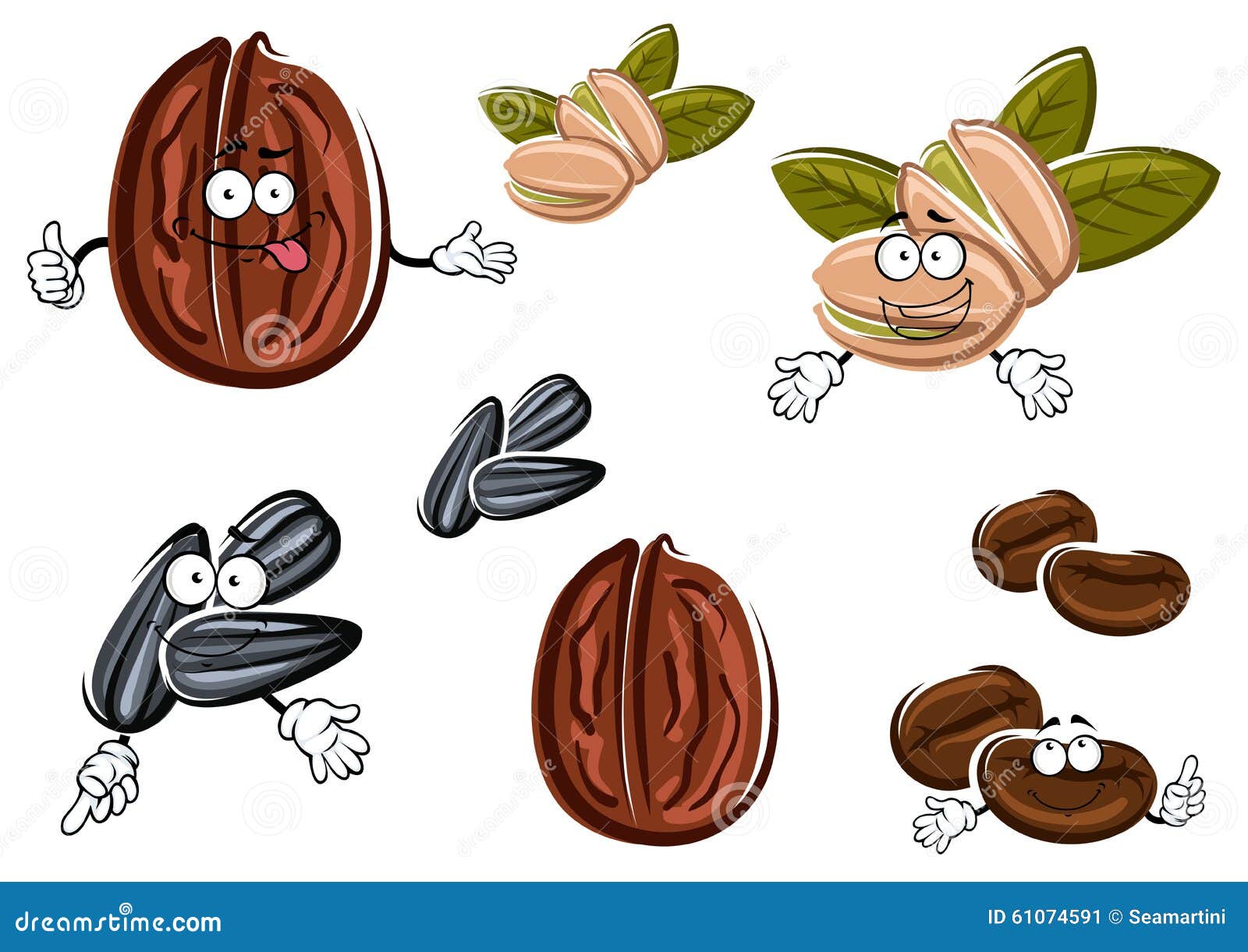 Nueces, Semillas Y Granos De La Historieta Ilustración del Vector ...