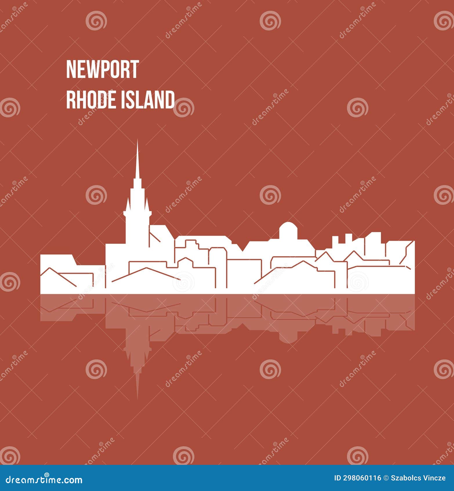Nueva Isla De Rhode Ciudad Silhouette Ilustración del Vector ...
