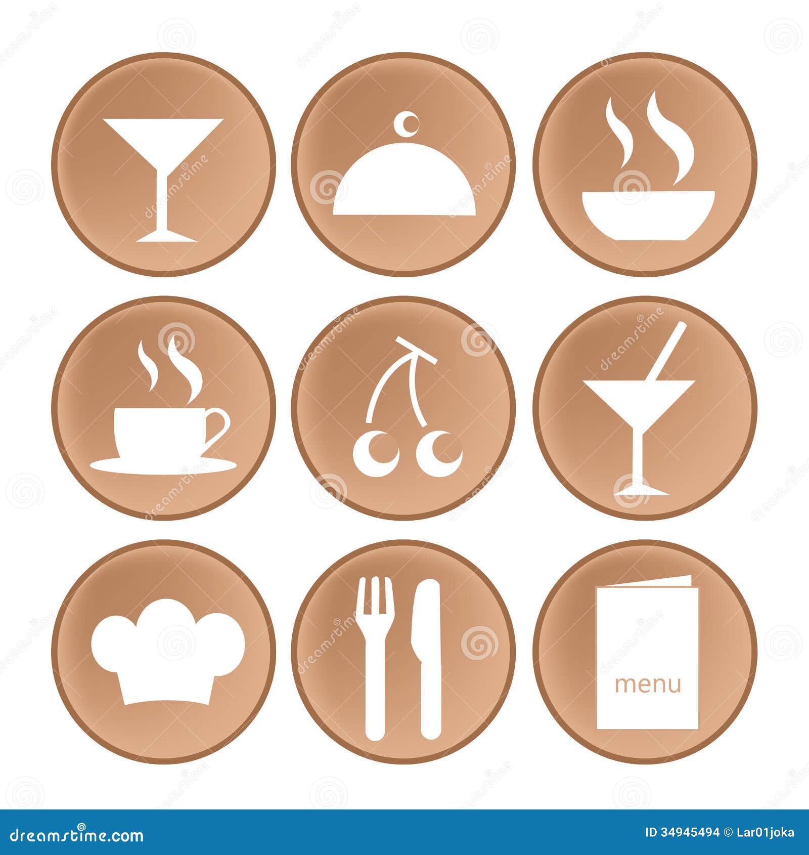 Nueve iconos para el menú stock de ilustración. Ilustración de taza ...