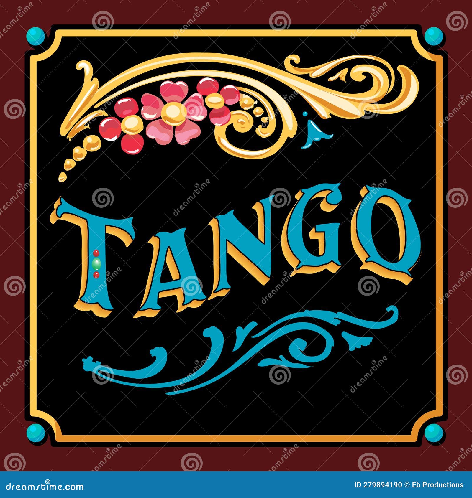 Poster with the Legend of Tango Imitating the Technique of Fileteado ...