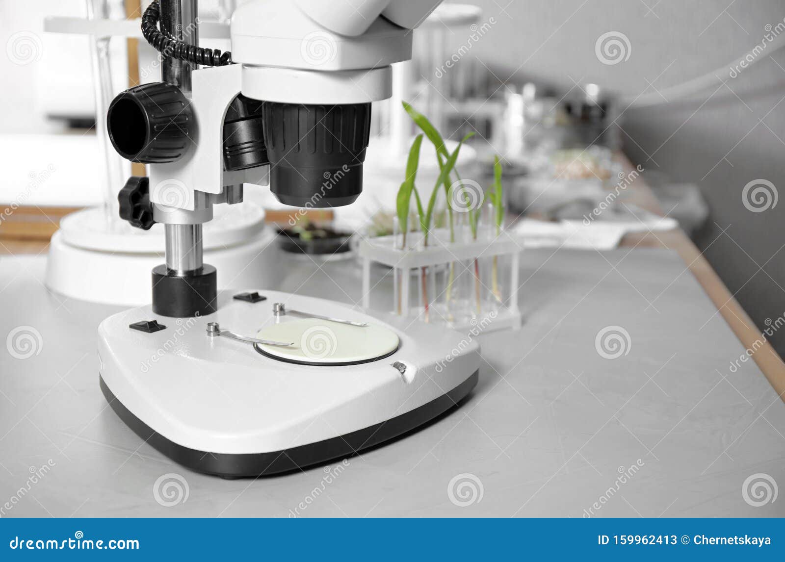 Nuevo Microscopio Moderno En Laboratorio Imagen de archivo - Imagen de ...