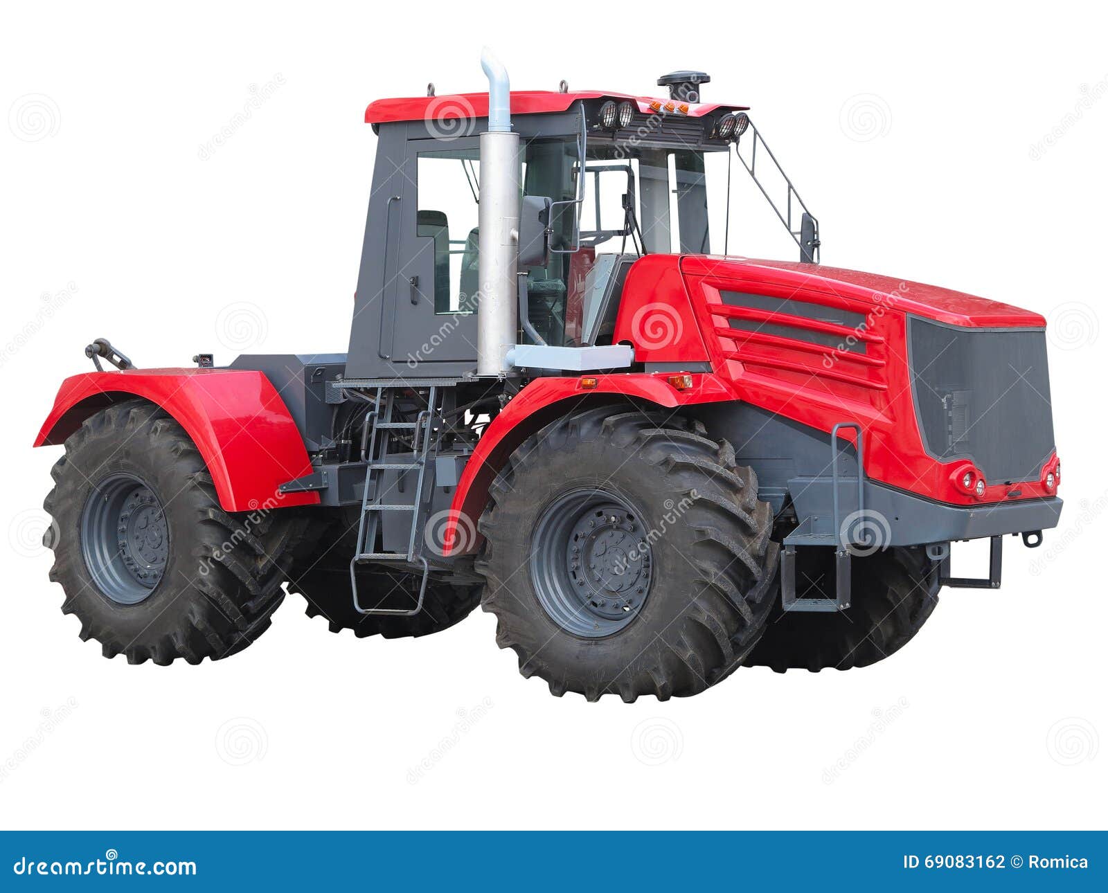 Nuevo Tractor Potente Rojo Aislado Sobre Blanco Foto de archivo ...