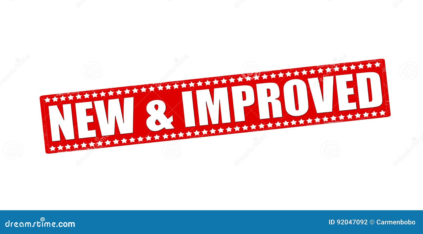 Nuevo y mejorado stock de ilustración. Ilustración de texto - 92047092