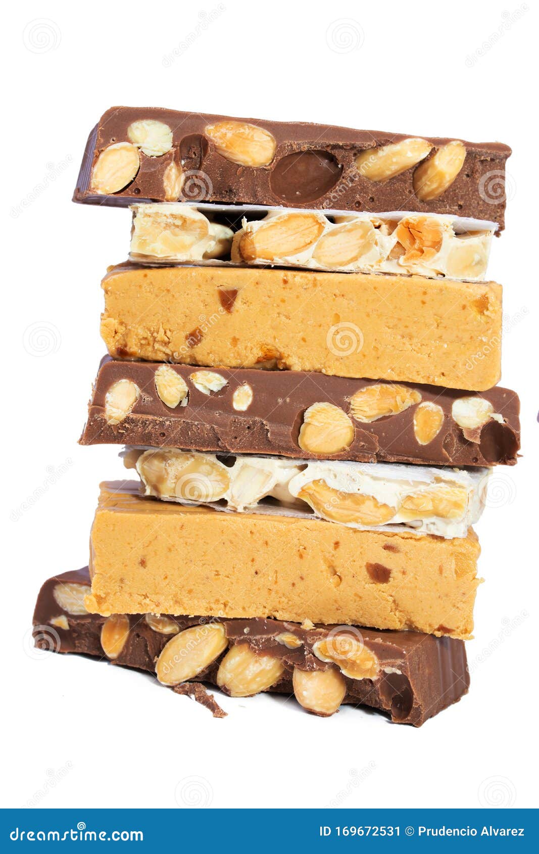 Nugat Apilado Y Variado Aislado Imagen de archivo - Imagen de soplado ...