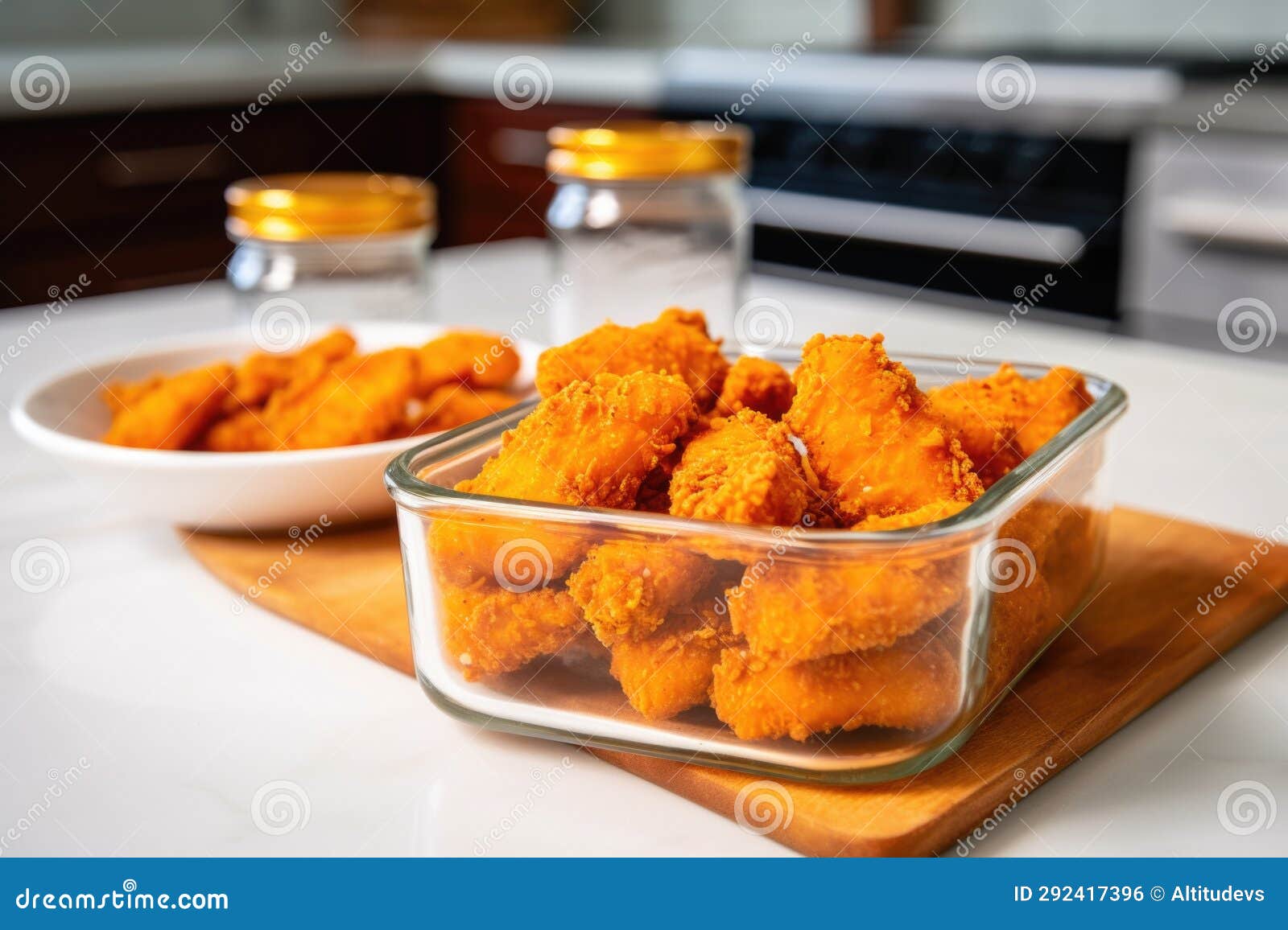 Nuggets in a Container, Placed on a Kitchen Counter Stock Illustration ...