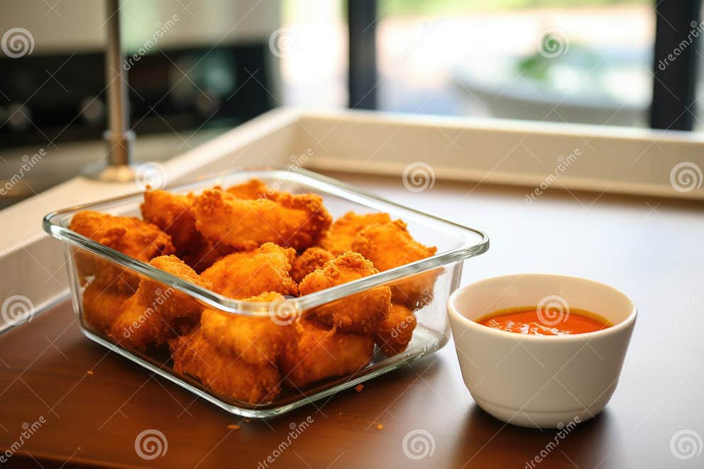 Nuggets in a Container, Placed on a Kitchen Counter Stock Photo - Image ...