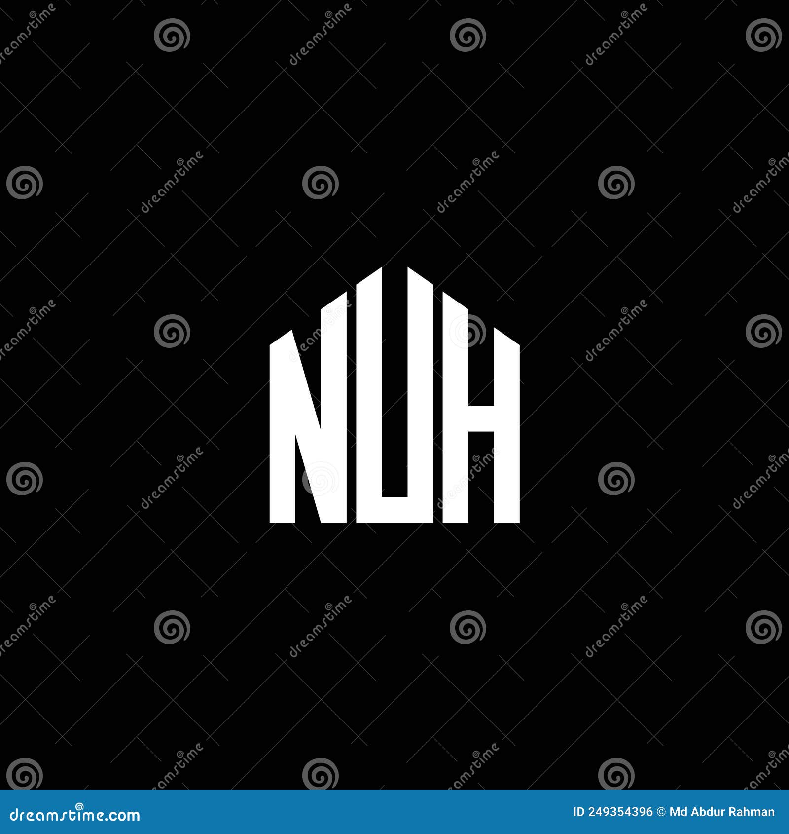 NUH Letter Logo Design On BLACK Background. NUH Creative Initials ...
