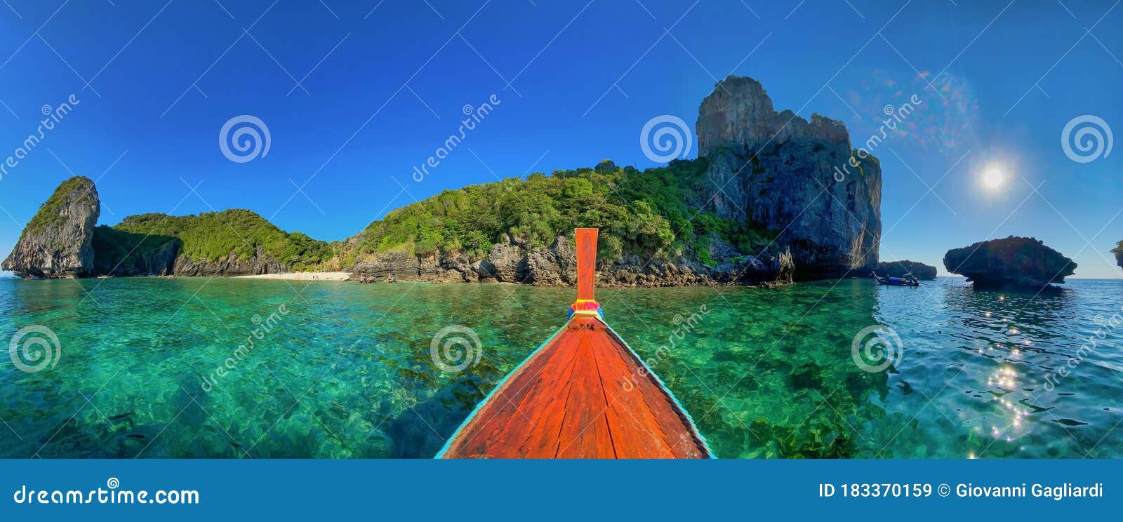 Nui Beach in Koh Phi Phi Don at Sunset, Thailand. Panoramic View Stock ...