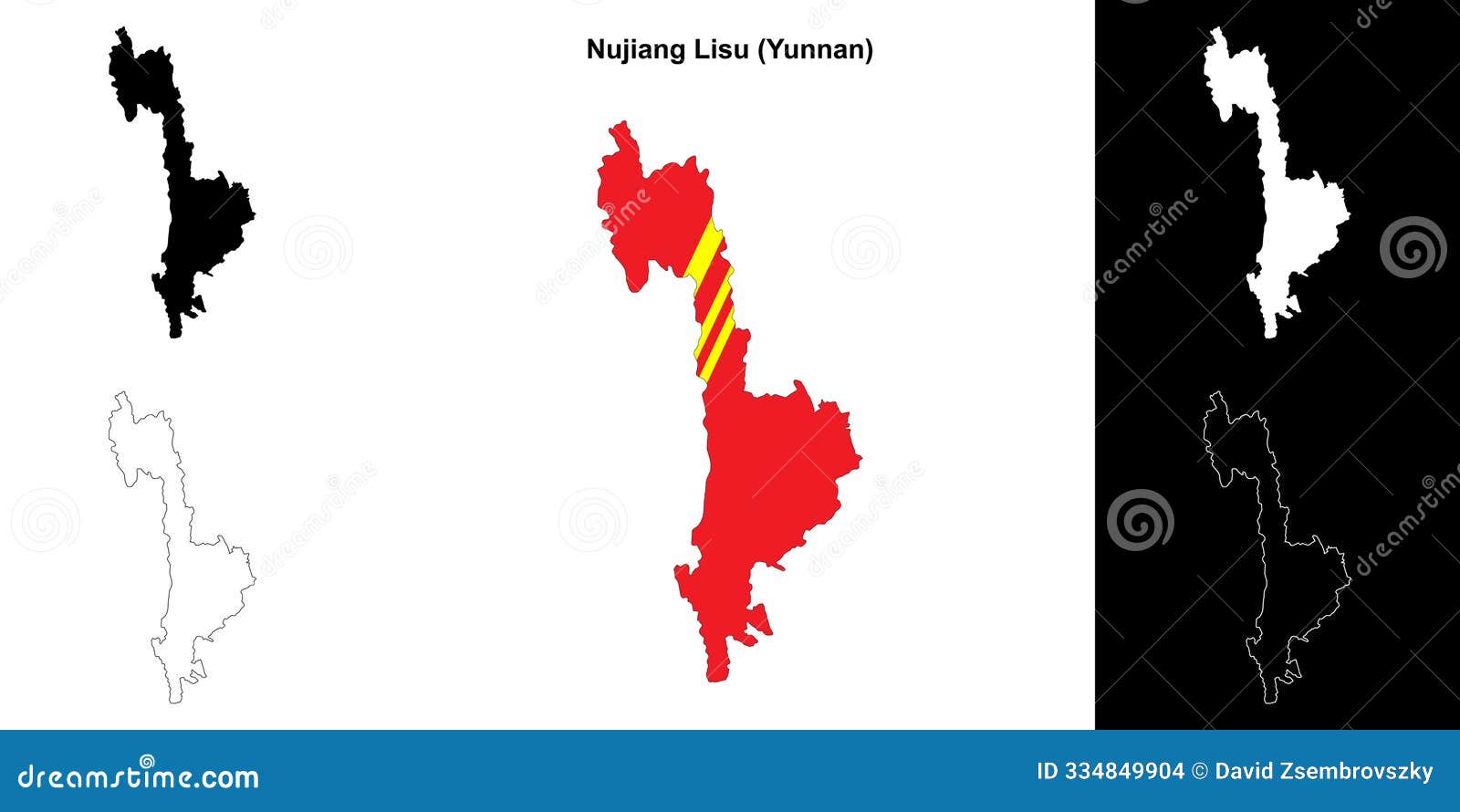 Nujiang Lisu outline map stock illustration. Illustration of yunnan ...