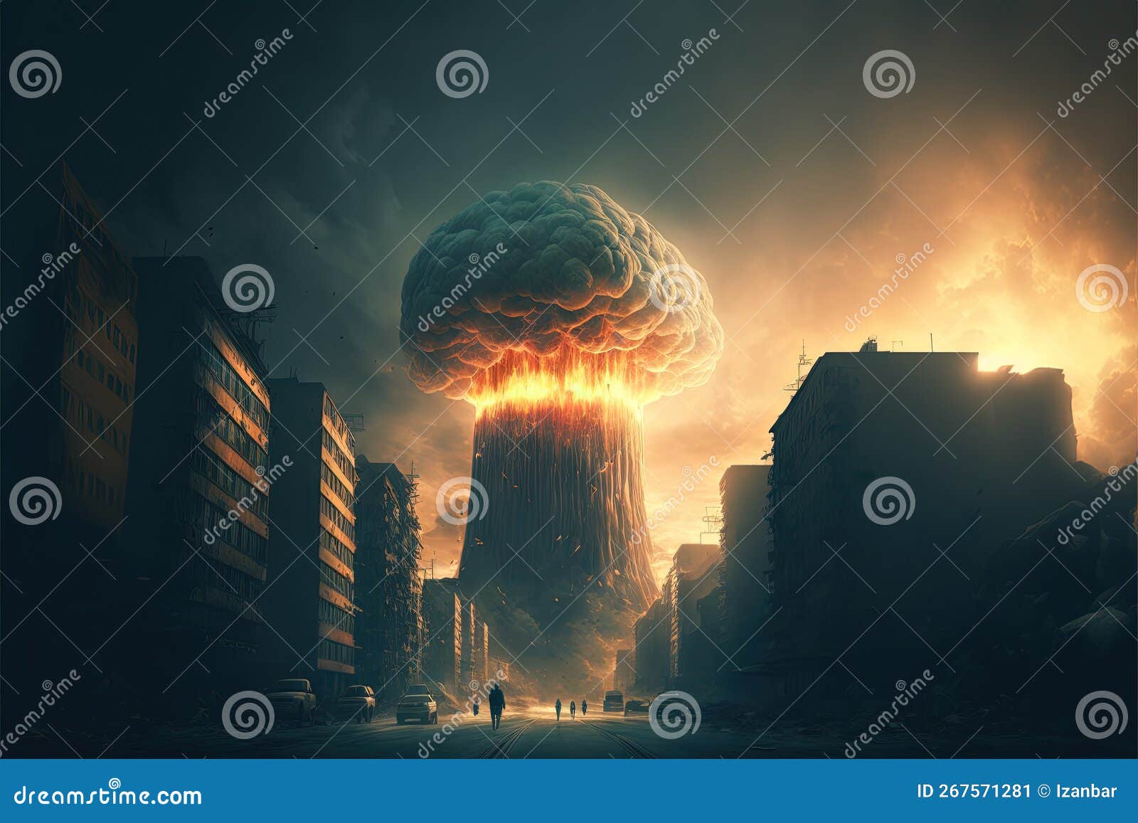 Apocalypse - Nuclear Bomb Explosion - Mushroom Cloud Illustration ...
