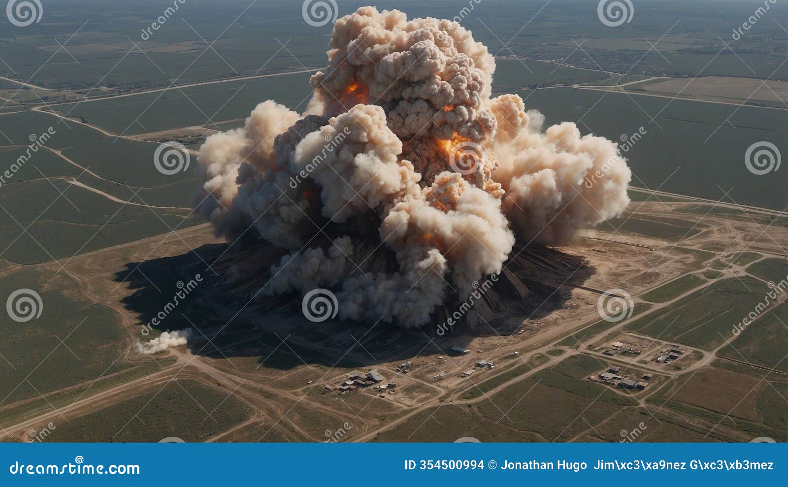 Atomic Explotion in a Desert Test Place, Aerial View Stock Illustration ...