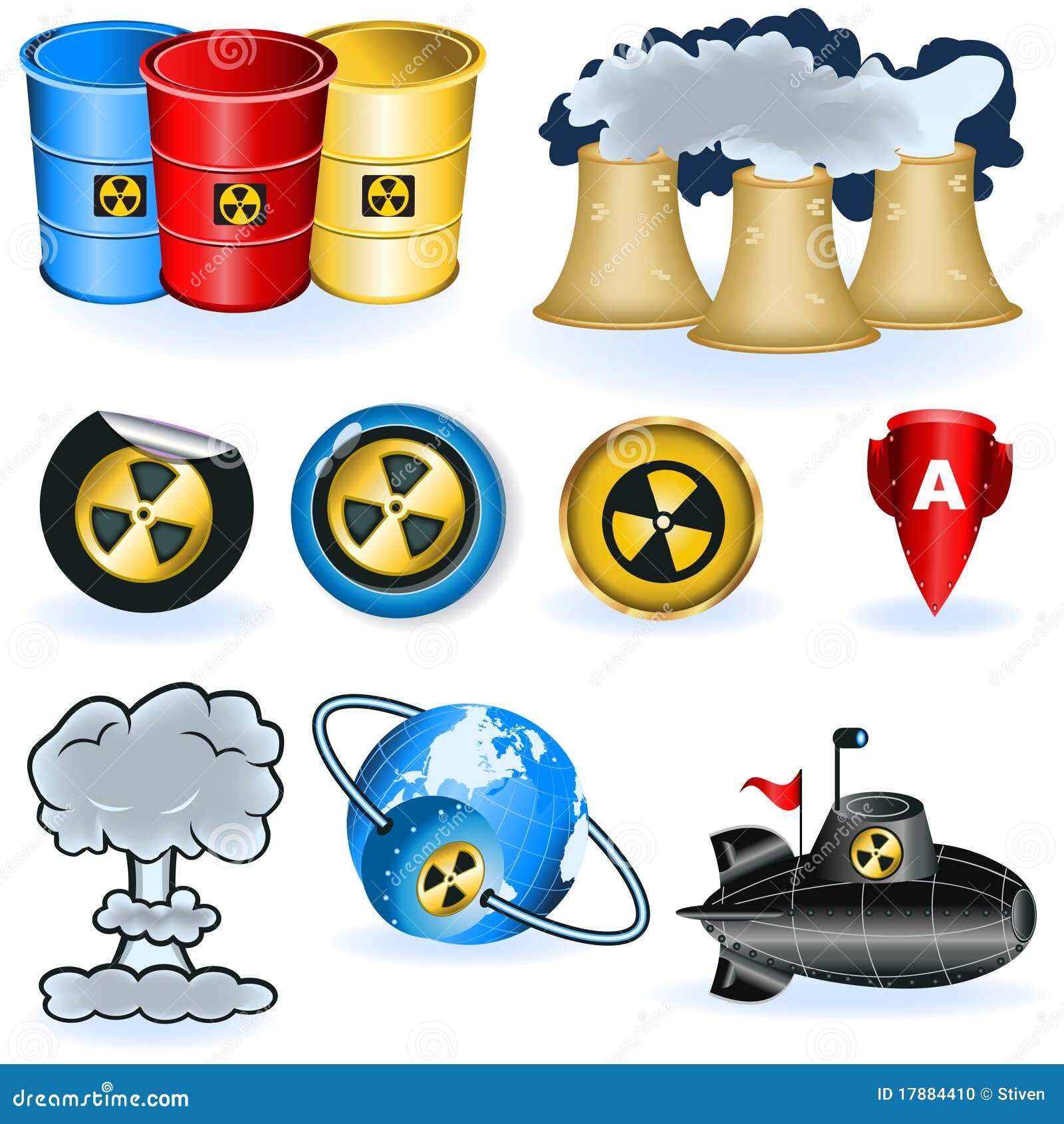 Nuke icons stock vector. Illustration of fallout, explosion - 17884410