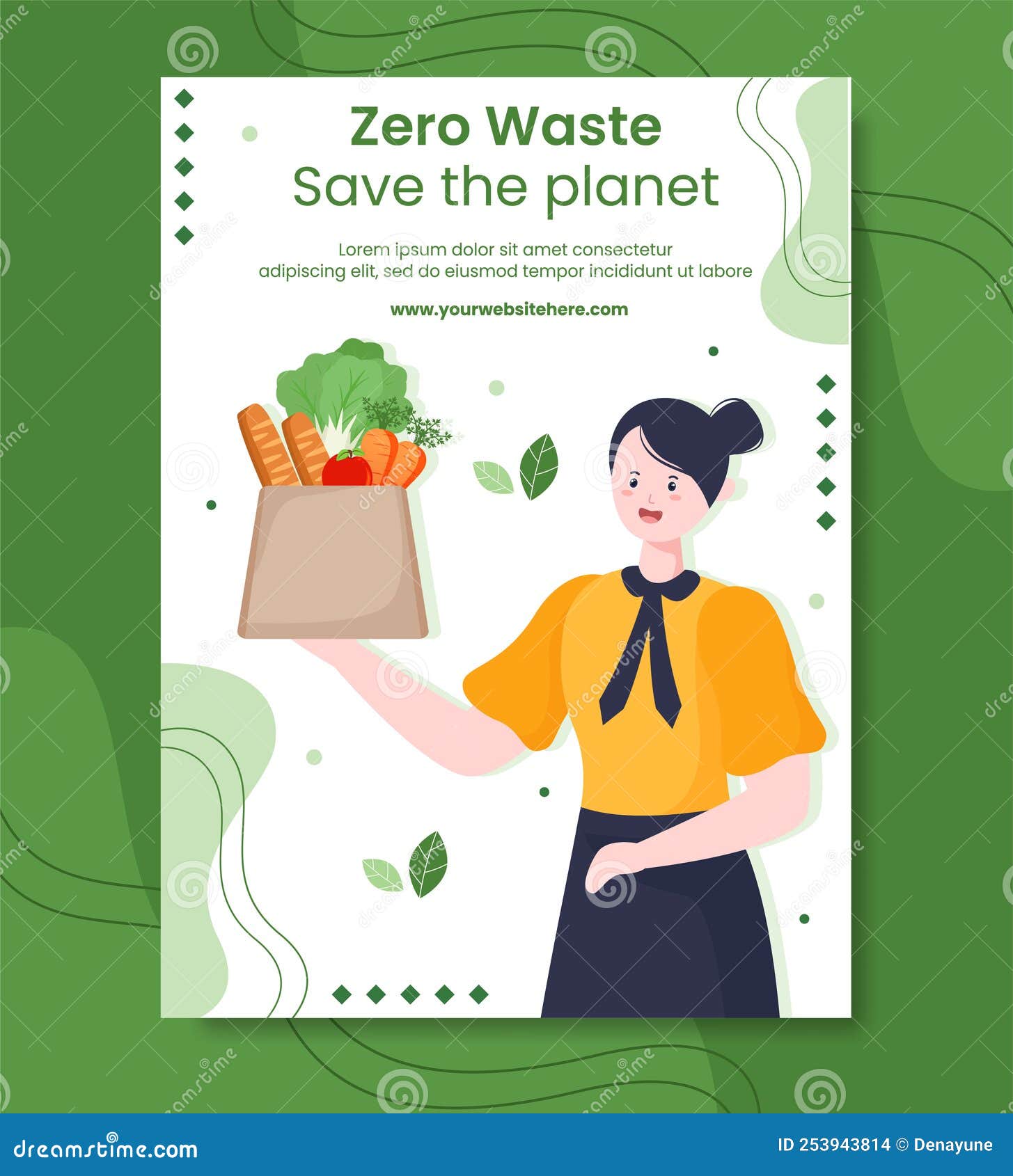 Null-Abfall-Plakatvorlage Handgezeichnete Cartoon-flache Abbildung ...