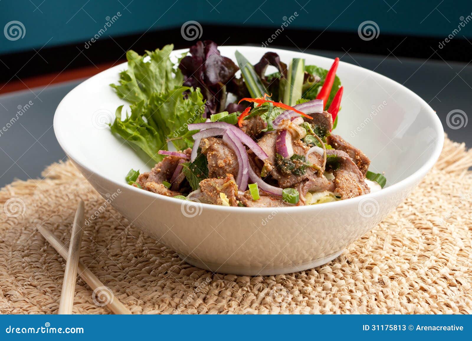 Num Tok Thai Steak Beef Salad Stock Image - Image of restaurant ...