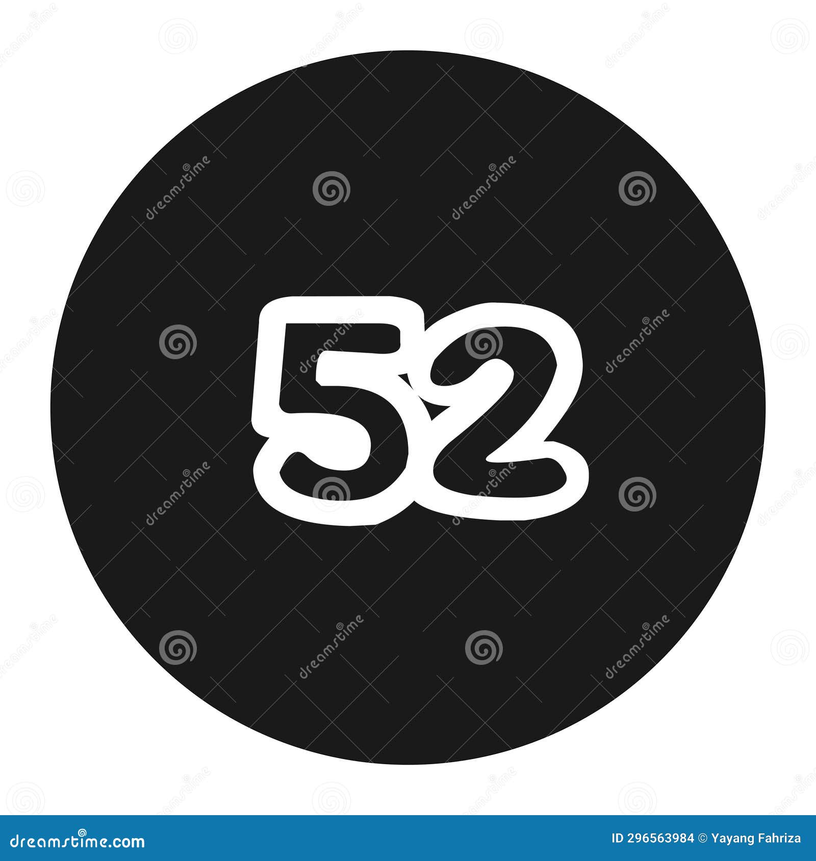 Number 52 White in Black Circle, Casual Logo Stock Illustration ...