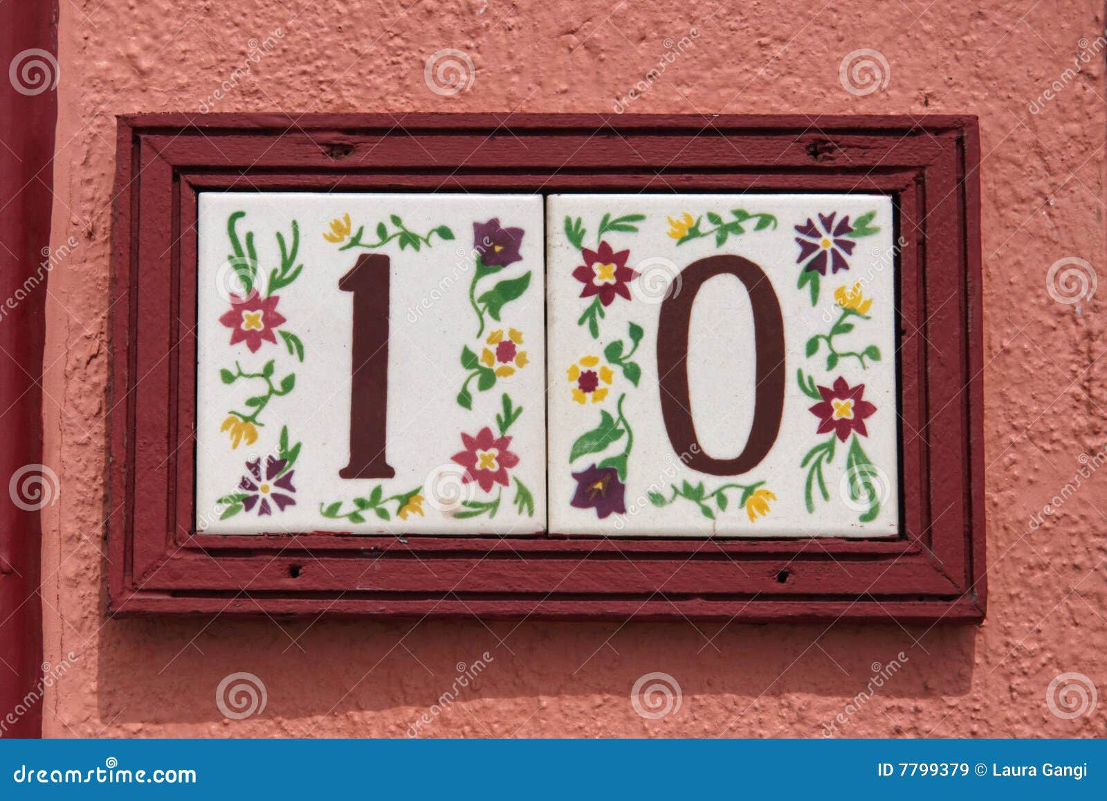 Number 10 painted tiles stock image. Image of address - 7799379