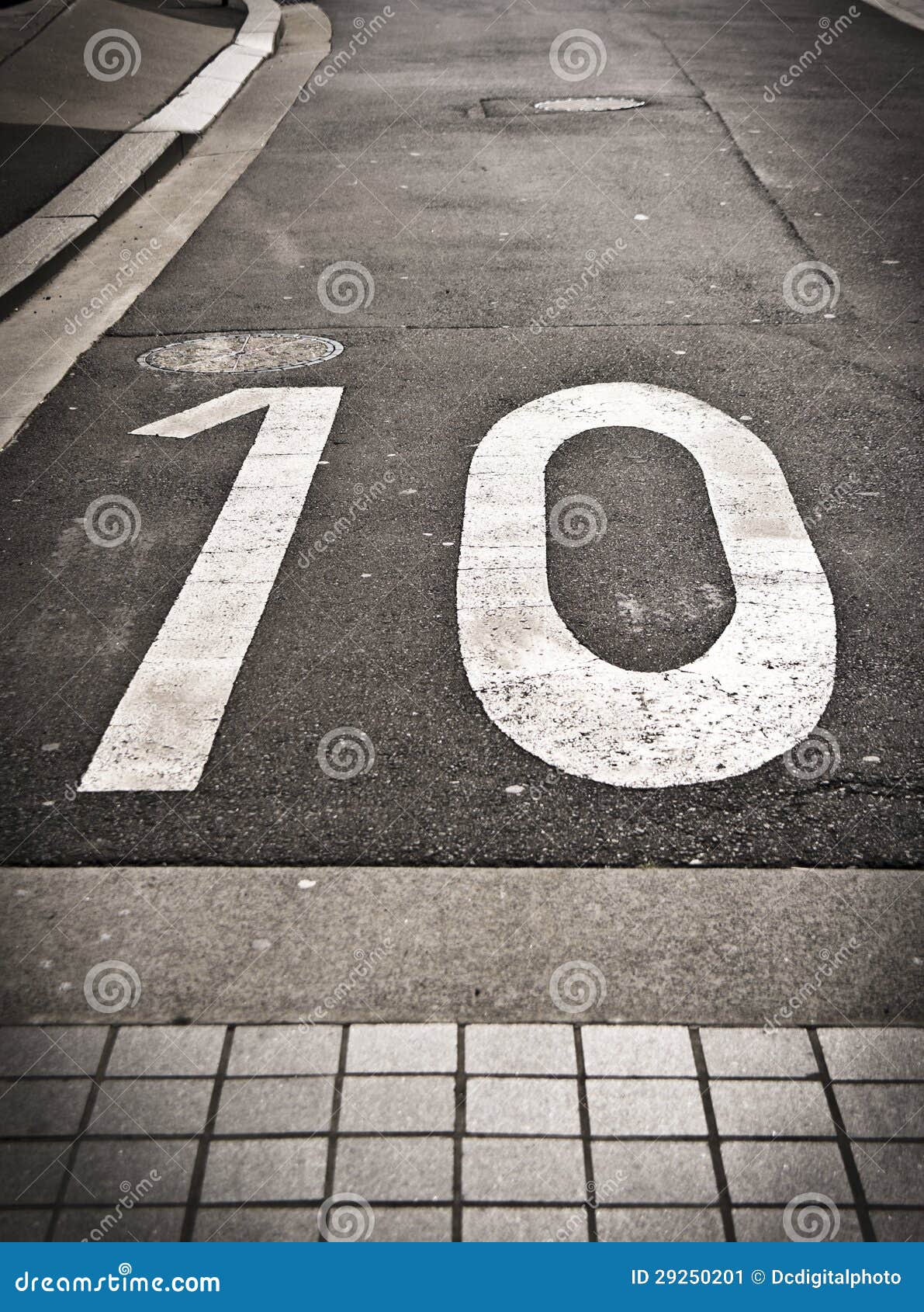 Number 10 on a road stock image. Image of tonet, black - 29250201