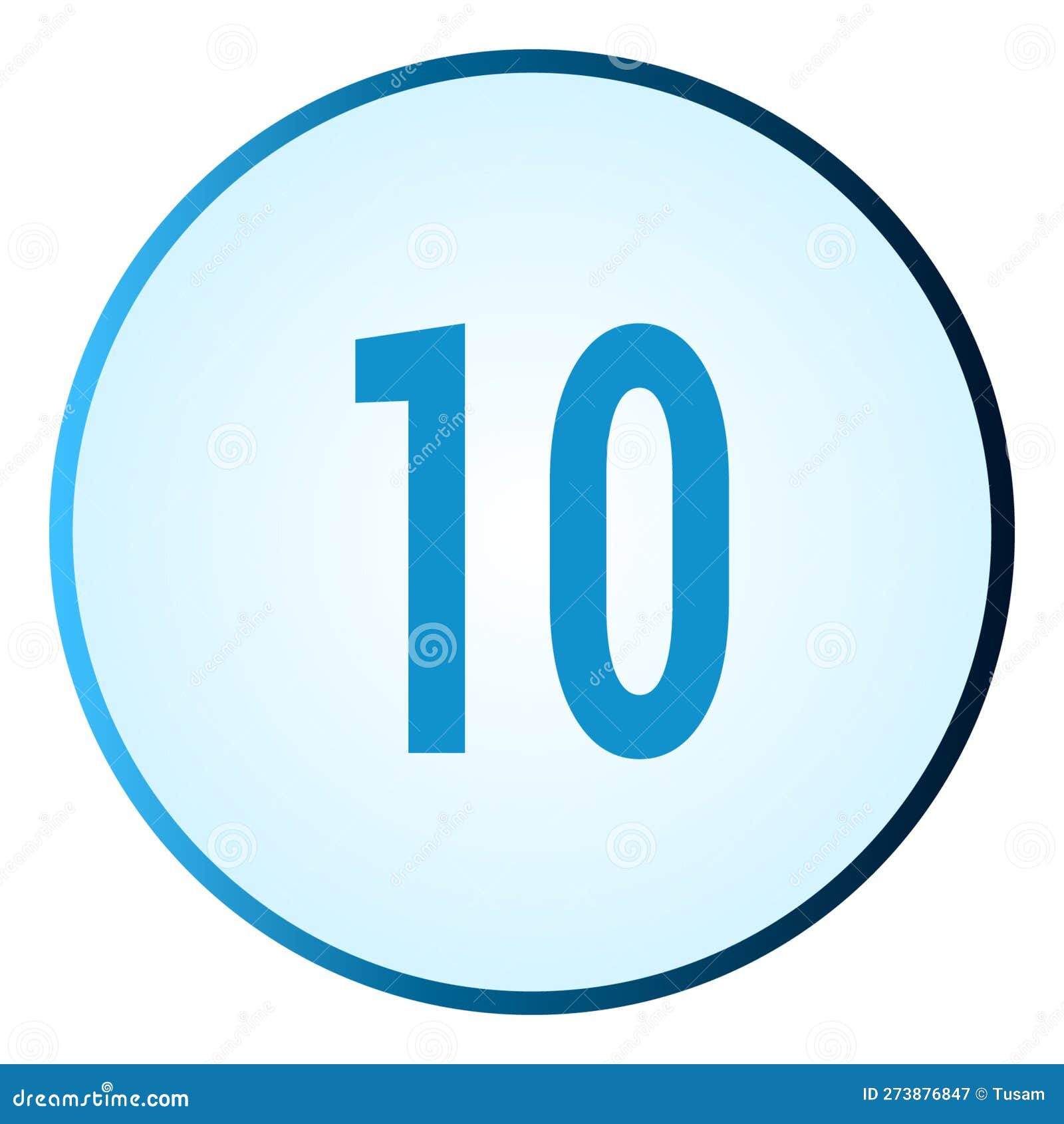Number 10 Symbol or Logo with Round Frame in Blue Gradient Color Stock ...