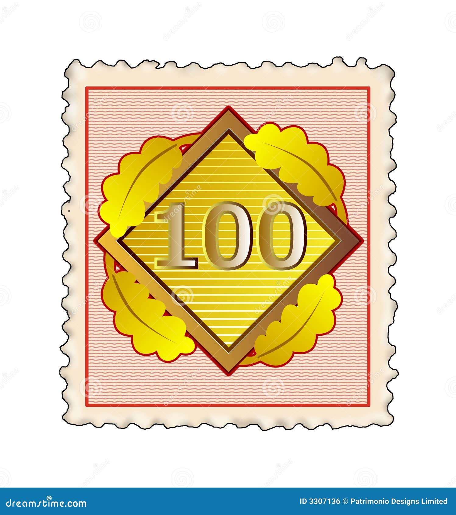Number 100 stamp red stock illustration. Illustration of stamp - 3307136