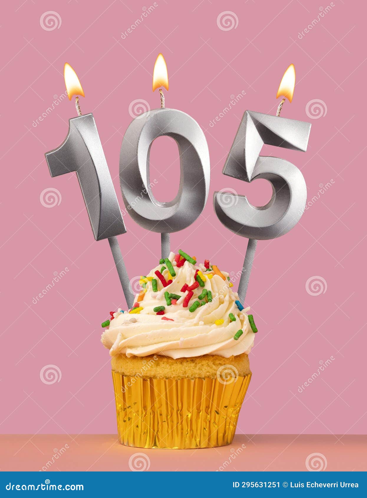 Number 105 Candle with Cupcake - Birthday Card Stock Image - Image of ...