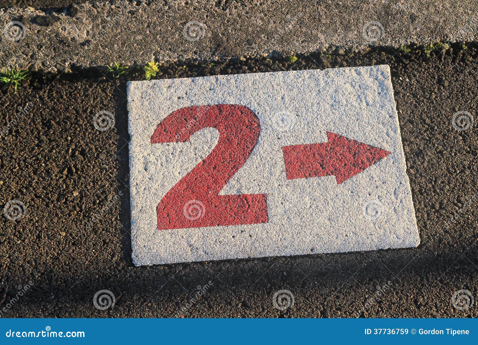 Number 2 in White on Footpath Stock Image - Image of footpath, numeral ...