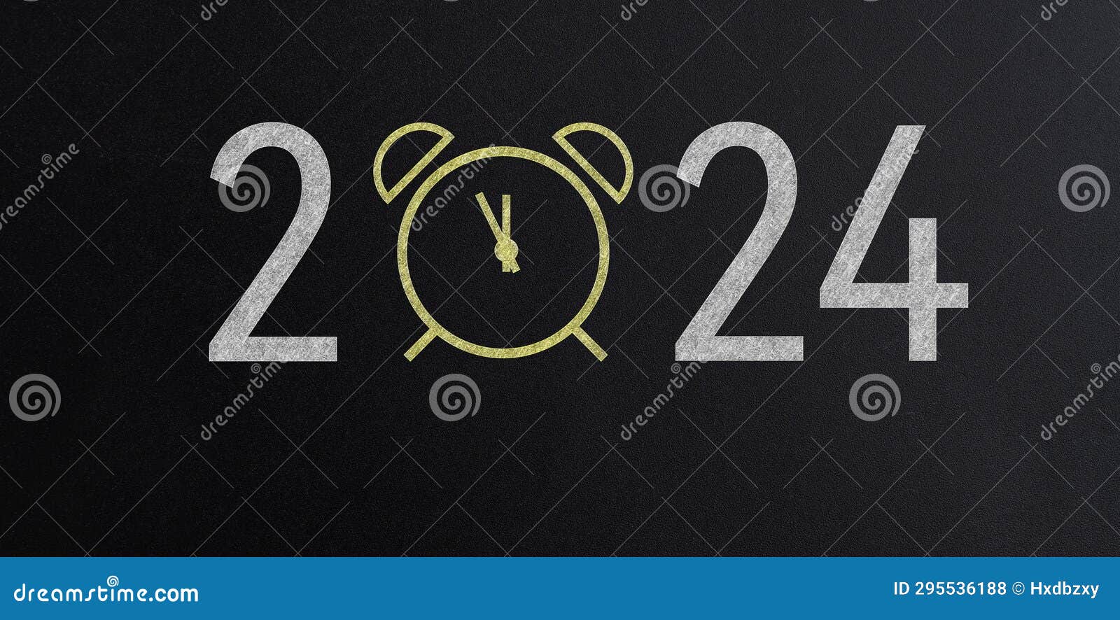 Number 2024 with Clock Written on the Blackboard Stock Photo - Image of ...