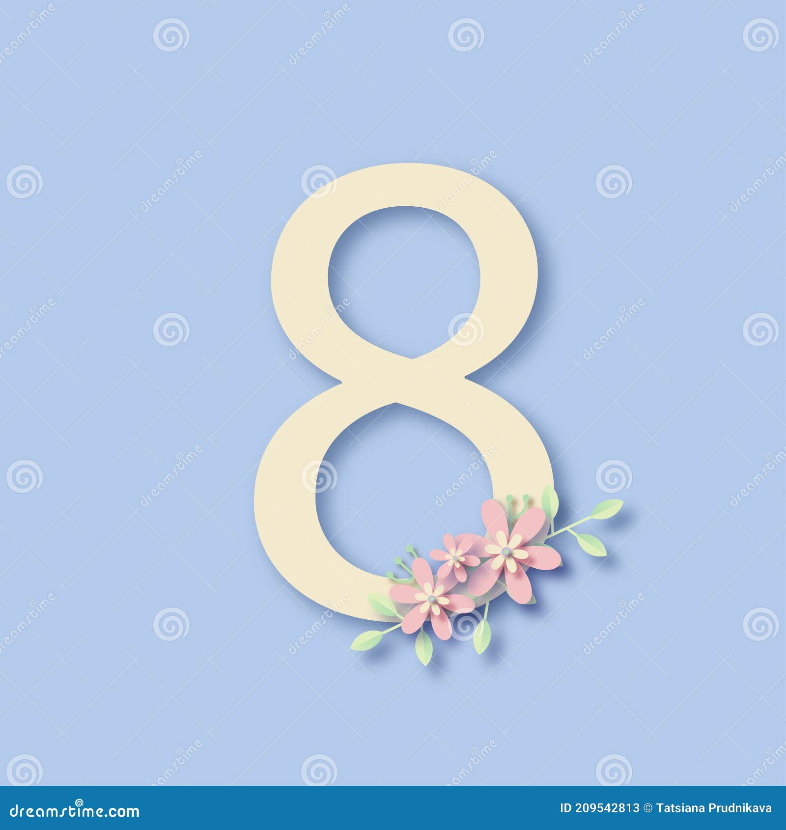 Flower Numbers Decorated with Flowers Elegant Numbers 8 with Botanical ...