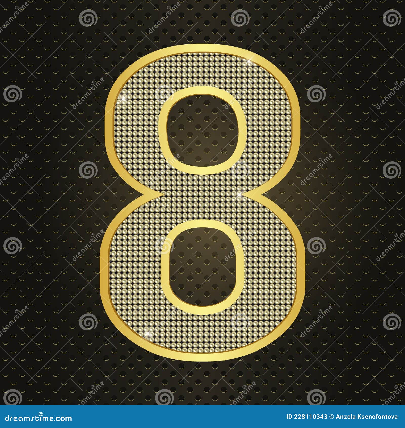 Vector Gold Number Eight. Shining Golden Number 8 for Poster, Banner ...