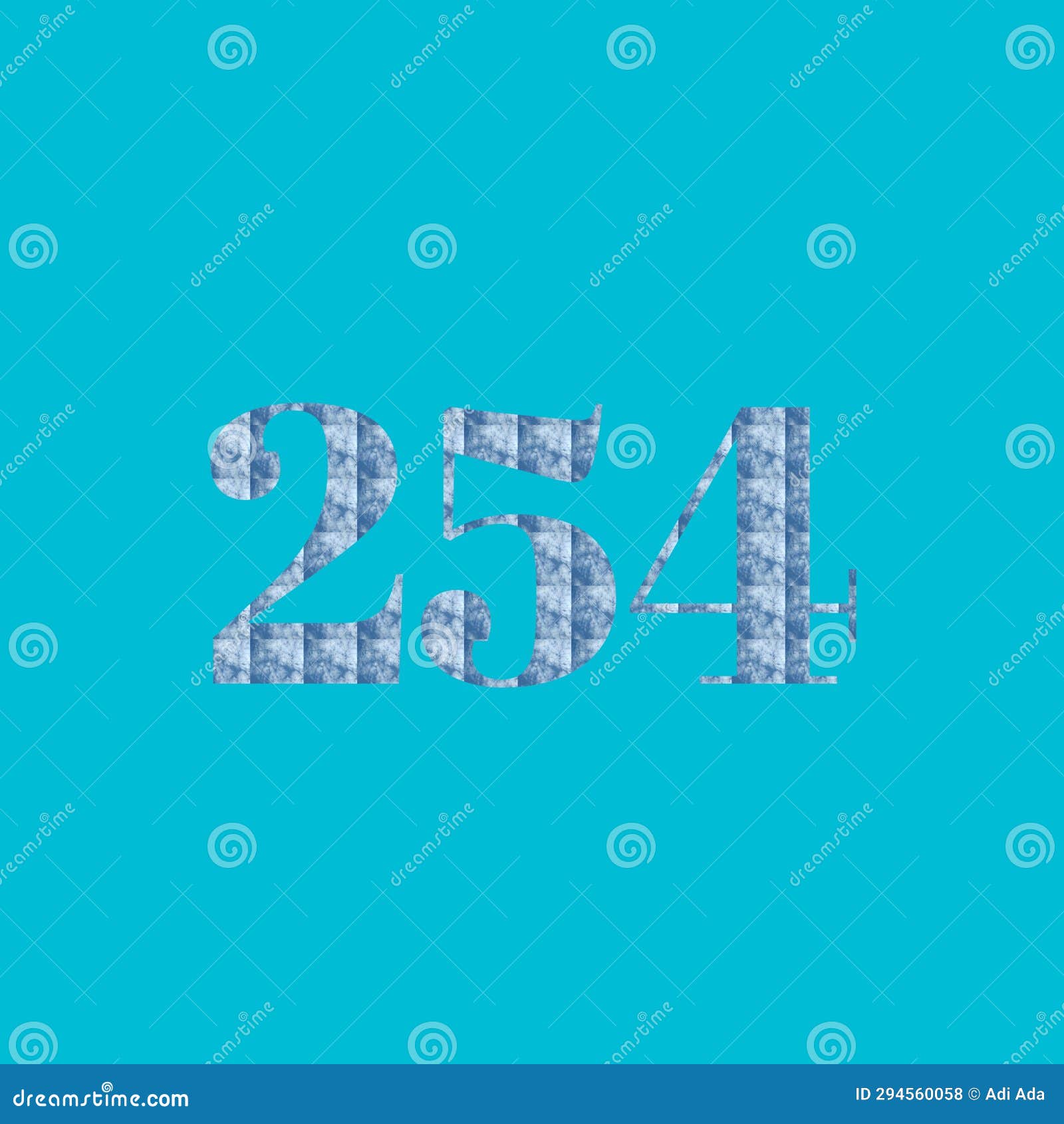 Number 254 Design with Cloud Texture on Colour Backgroung 29 Stock ...