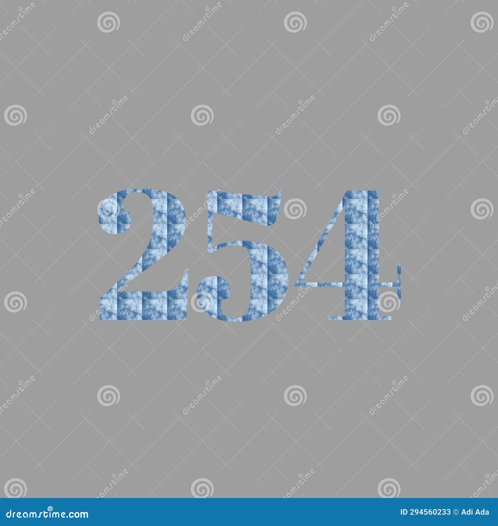 Number 254 Design with Cloud Texture on Colour Backgroung 42 Stock ...