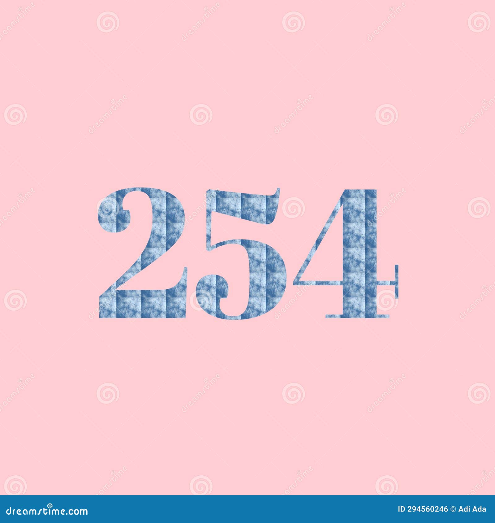Number 254 Design with Cloud Texture on Colour Backgroung 43 Stock ...
