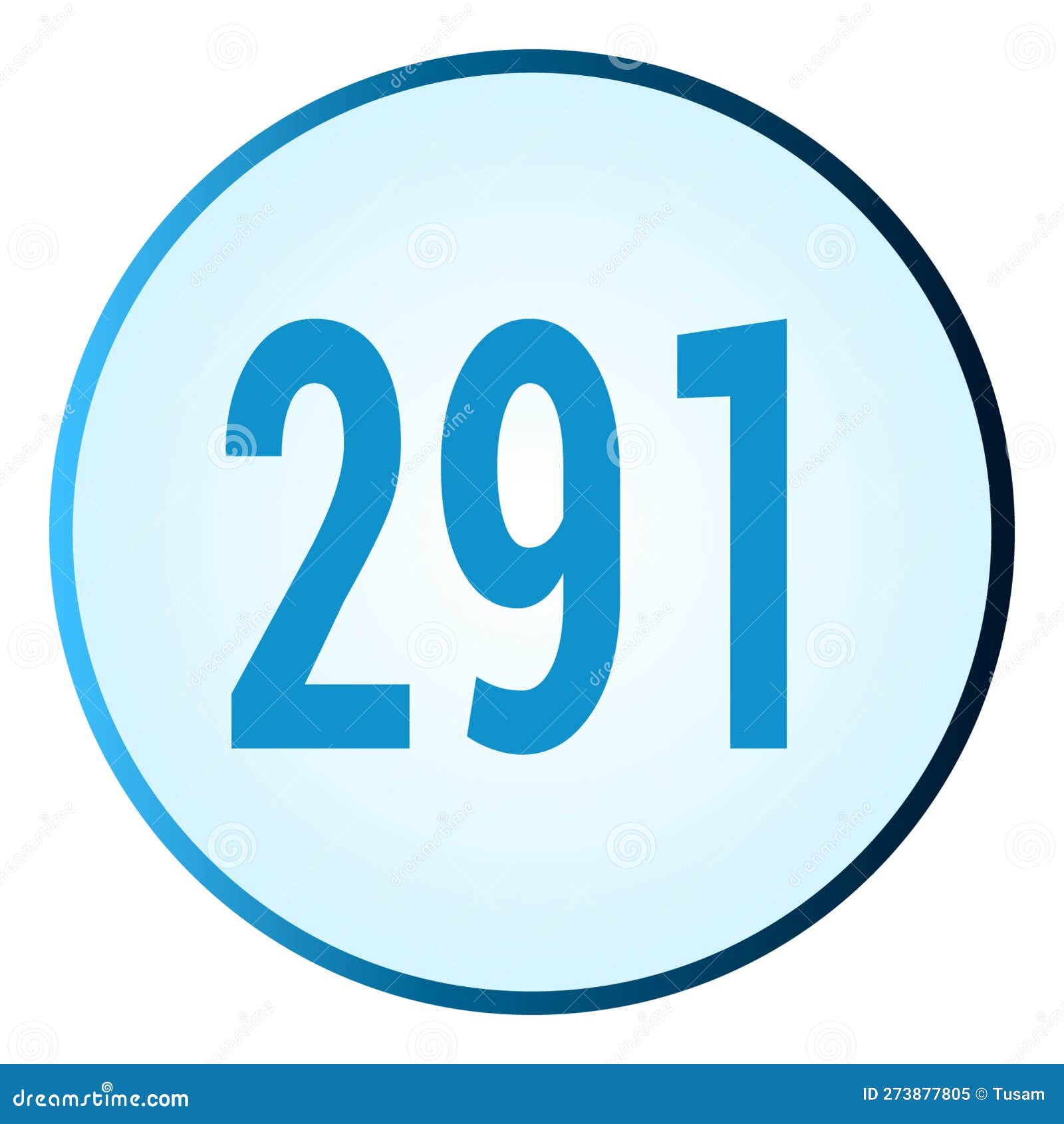 Number 291 Symbol or Logo with Round Frame in Blue Gradient Color Stock ...