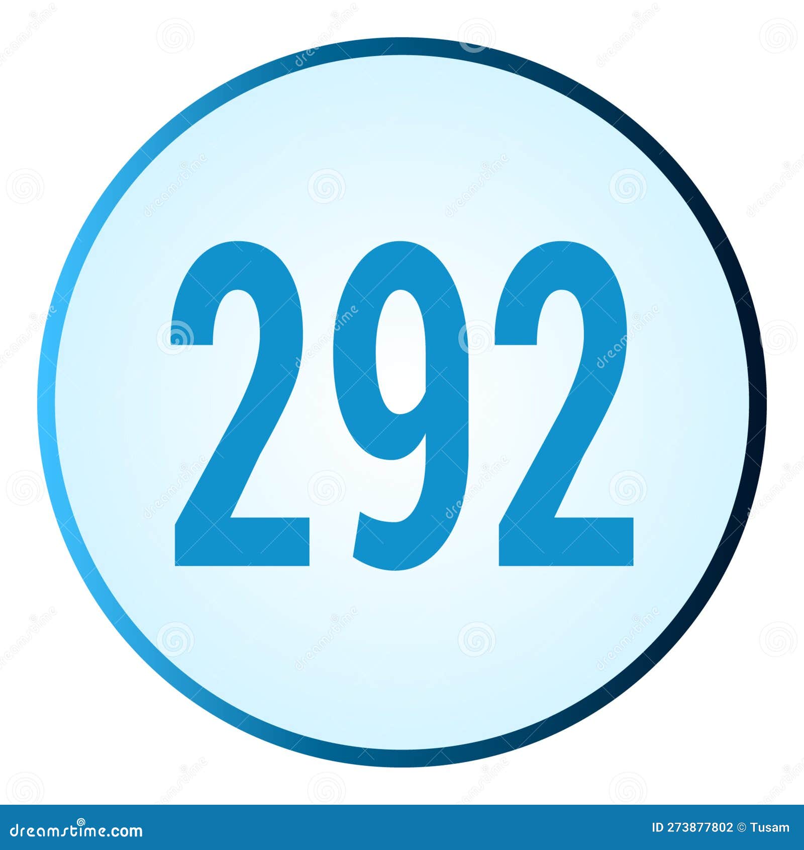 Number 292 Symbol or Logo with Round Frame in Blue Gradient Color Stock ...