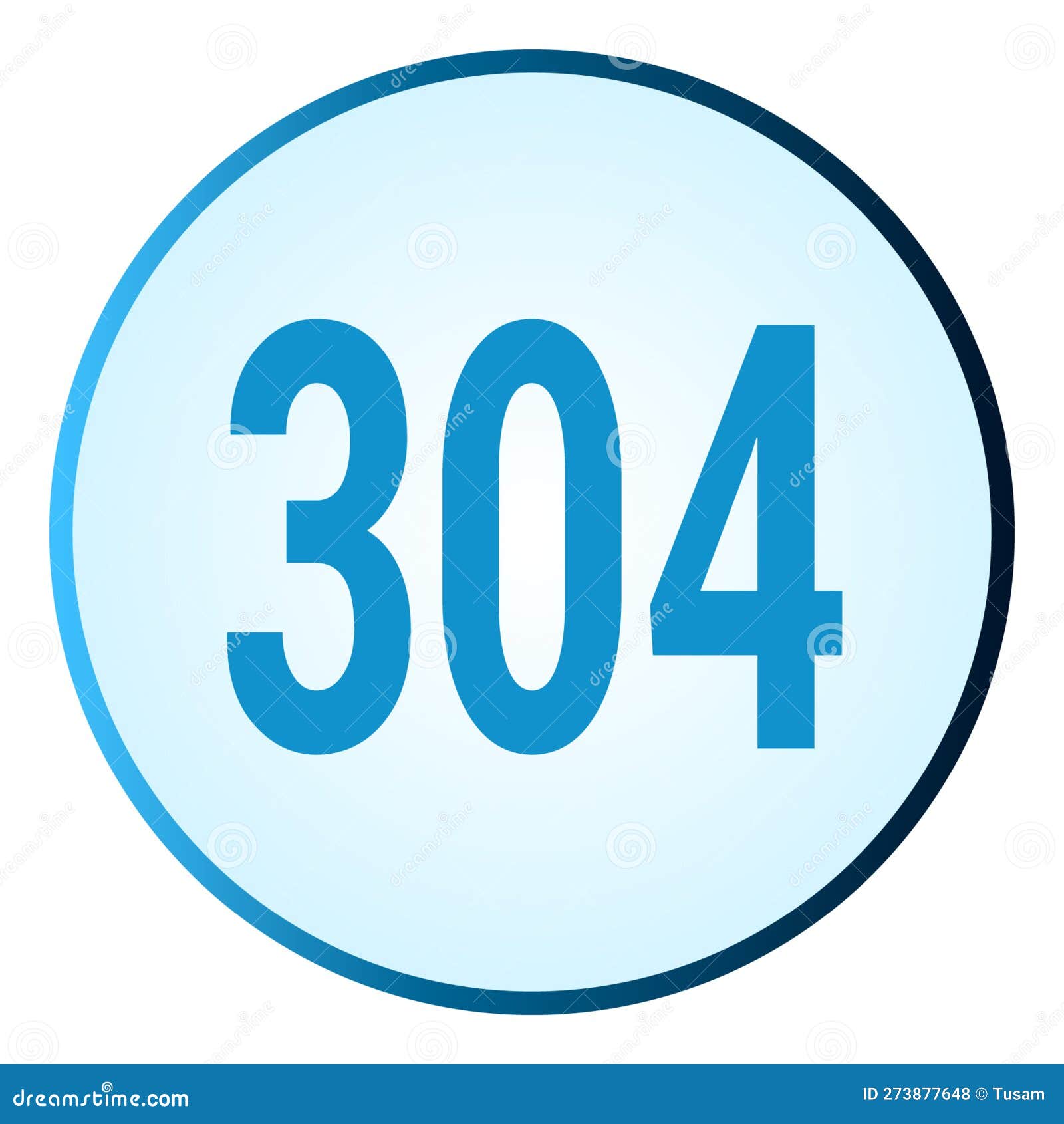Number 304 Symbol or Logo with Round Frame in Blue Gradient Color Stock ...