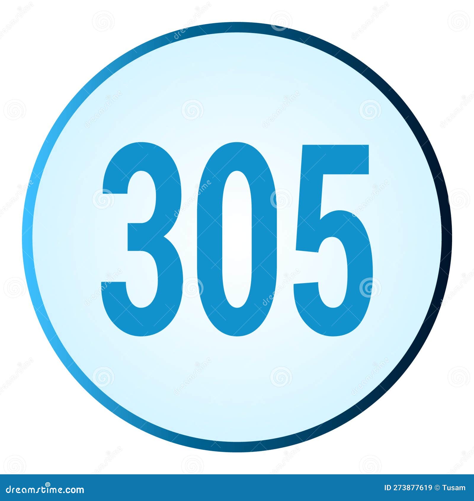 Number 305 Symbol or Logo with Round Frame in Blue Gradient Color Stock ...