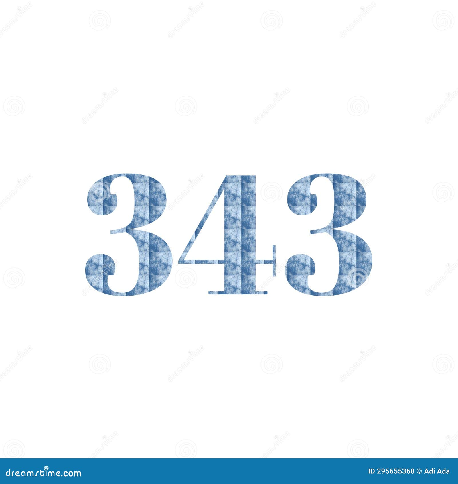 Number 343 Design with Cloud Texture on White Background Stock ...