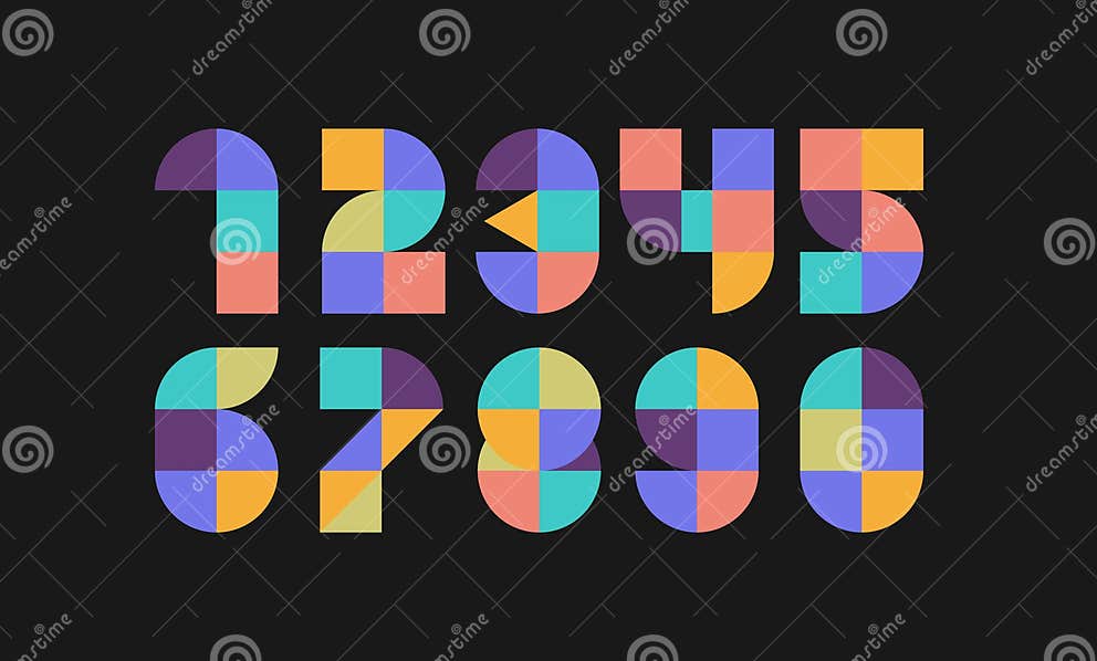 A Set of Creative and Colorful Number Logo Designs Typography from 1 To ...