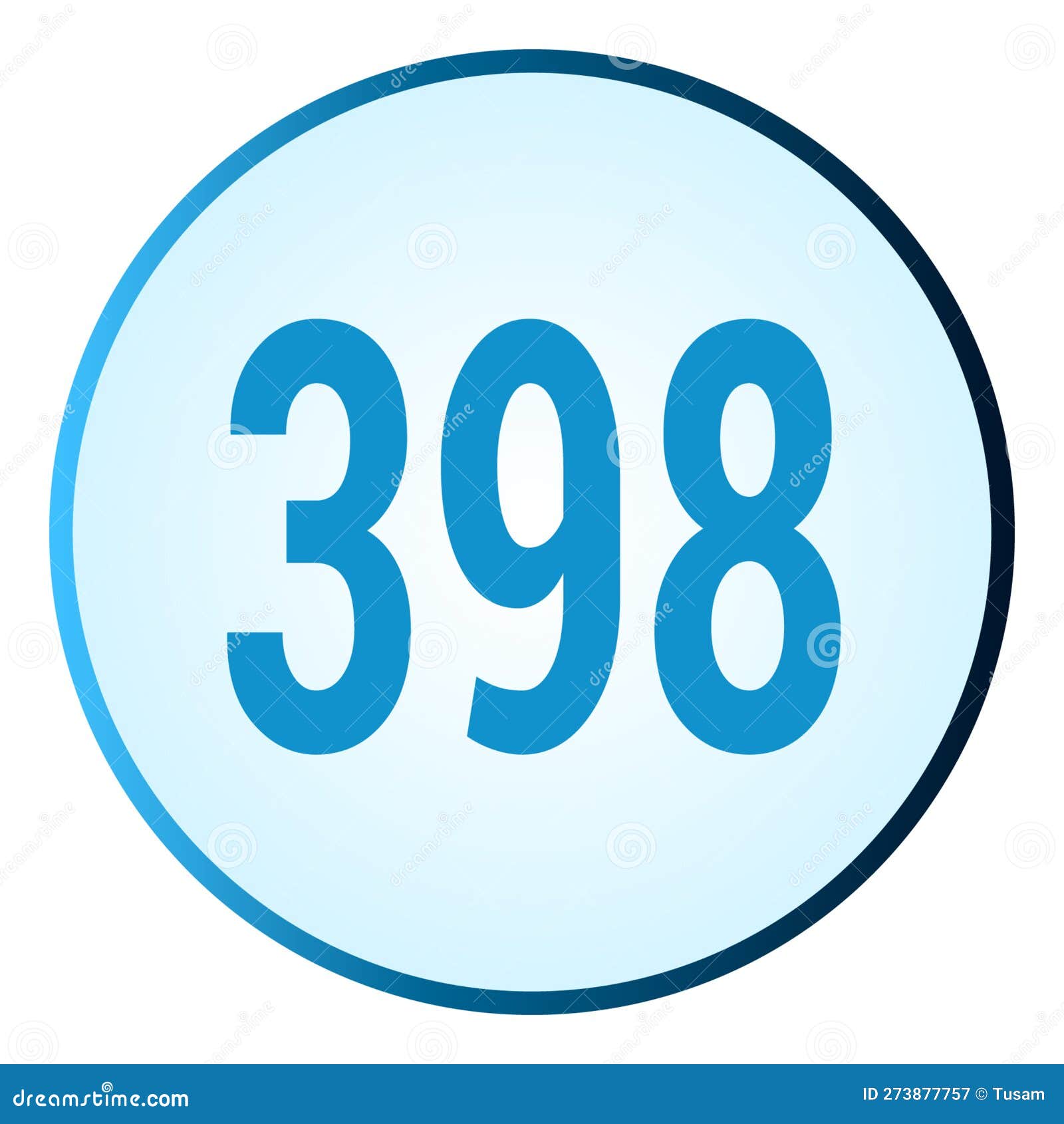 Number 398 Symbol or Logo with Round Frame in Blue Gradient Color Stock ...
