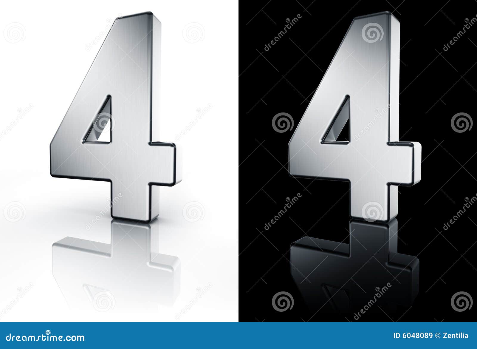 The Number 4 on White and Black Floor Stock Illustration - Illustration ...