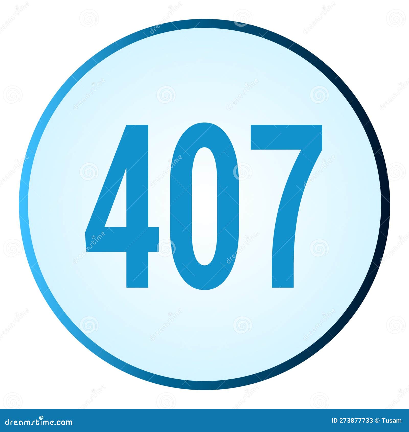 Number 407 Symbol or Logo with Round Frame in Blue Gradient Color Stock ...
