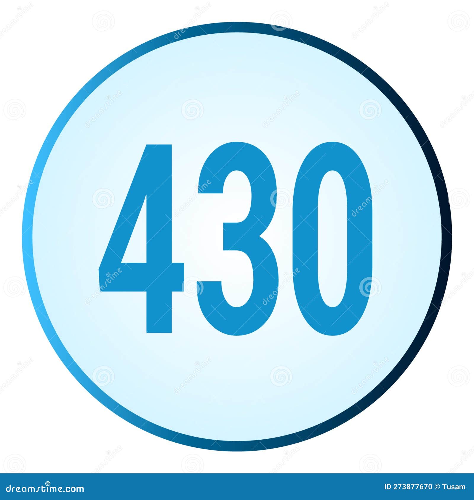 Number 430 Symbol or Logo with Round Frame in Blue Gradient Color Stock ...