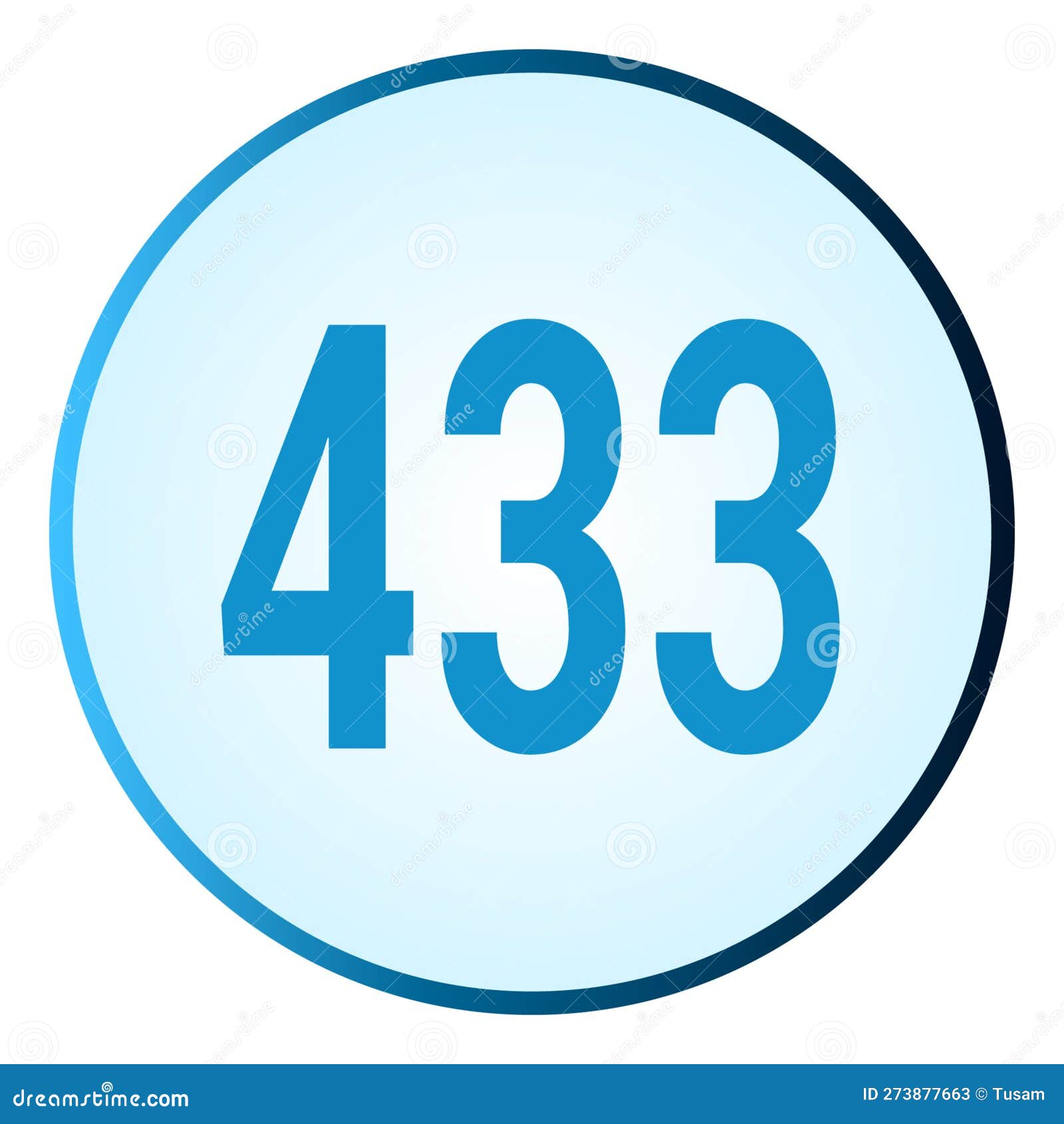 Number 433 Symbol or Logo with Round Frame in Blue Gradient Color Stock ...