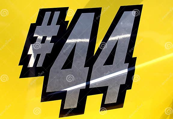 Number 44 on Side of Racing Car Stock Photo - Image of shiny, yellow ...