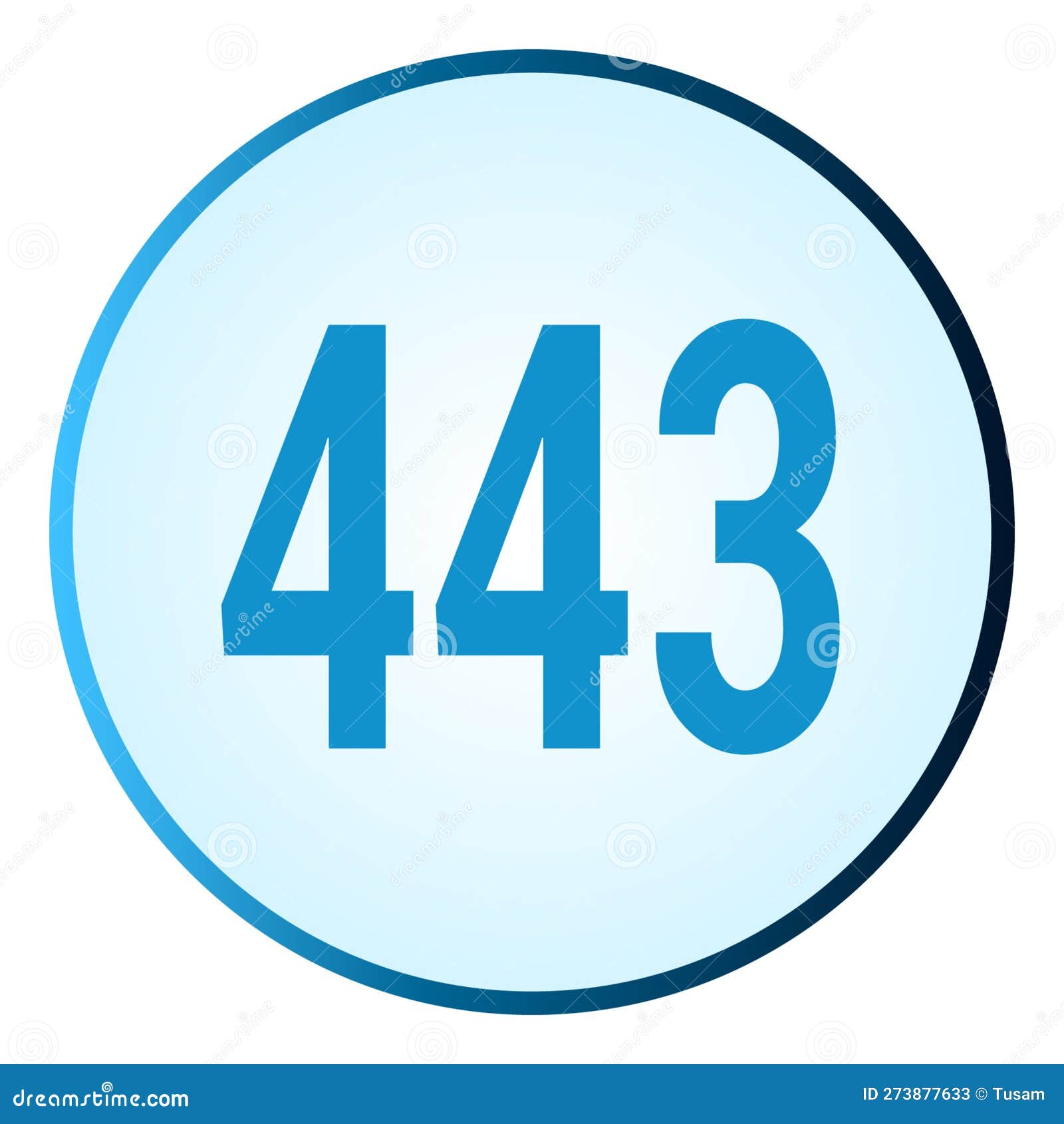 Number 443 Symbol or Logo with Round Frame in Blue Gradient Color Stock ...