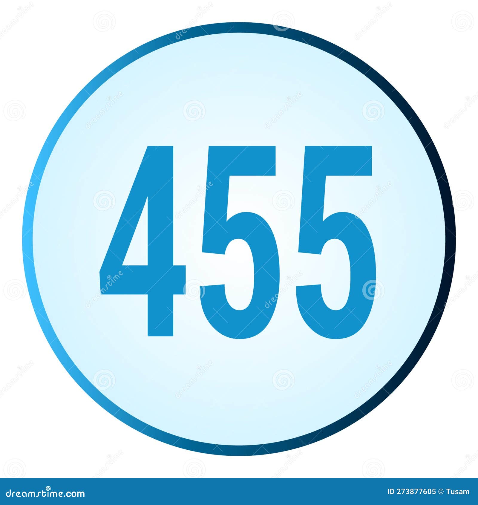 Number 455 Symbol or Logo with Round Frame in Blue Gradient Color Stock ...