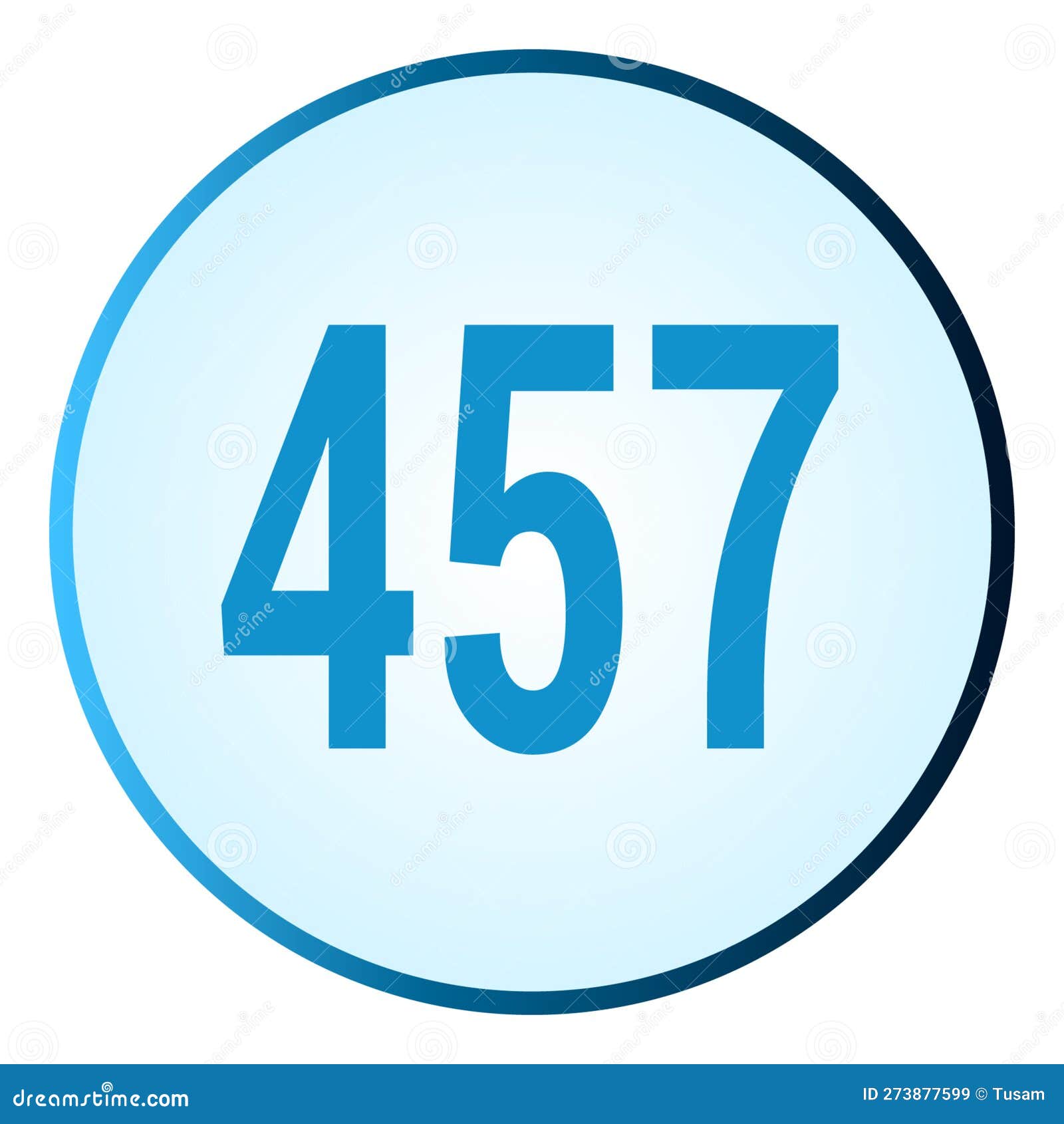 Number 457 Symbol or Logo with Round Frame in Blue Gradient Color Stock ...