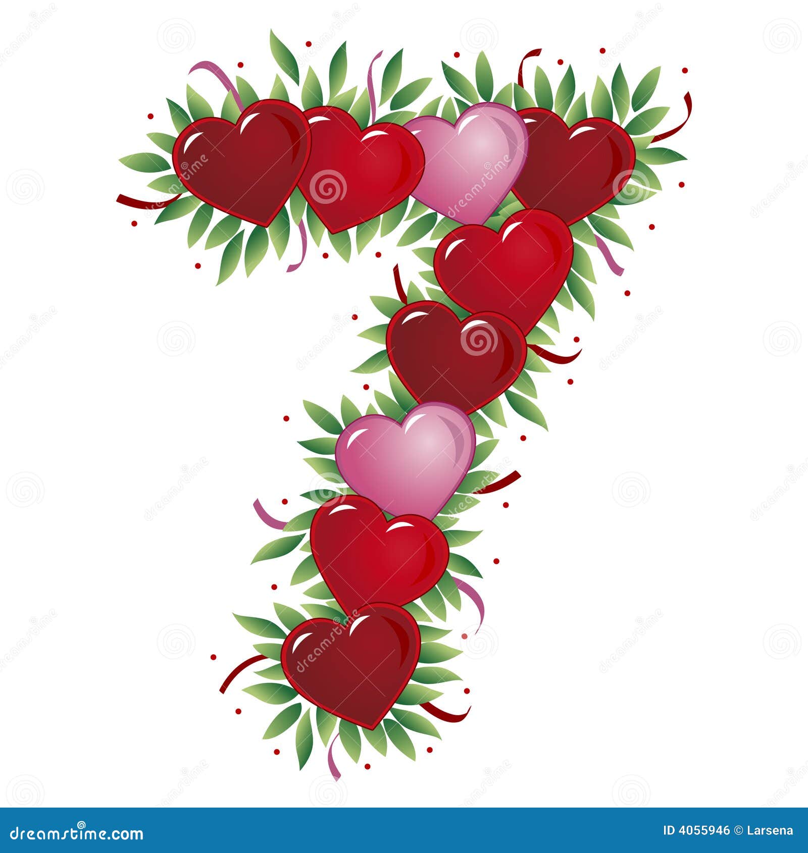 Number 7 - Valentine S Heart Stock Vector - Illustration of ornament ...
