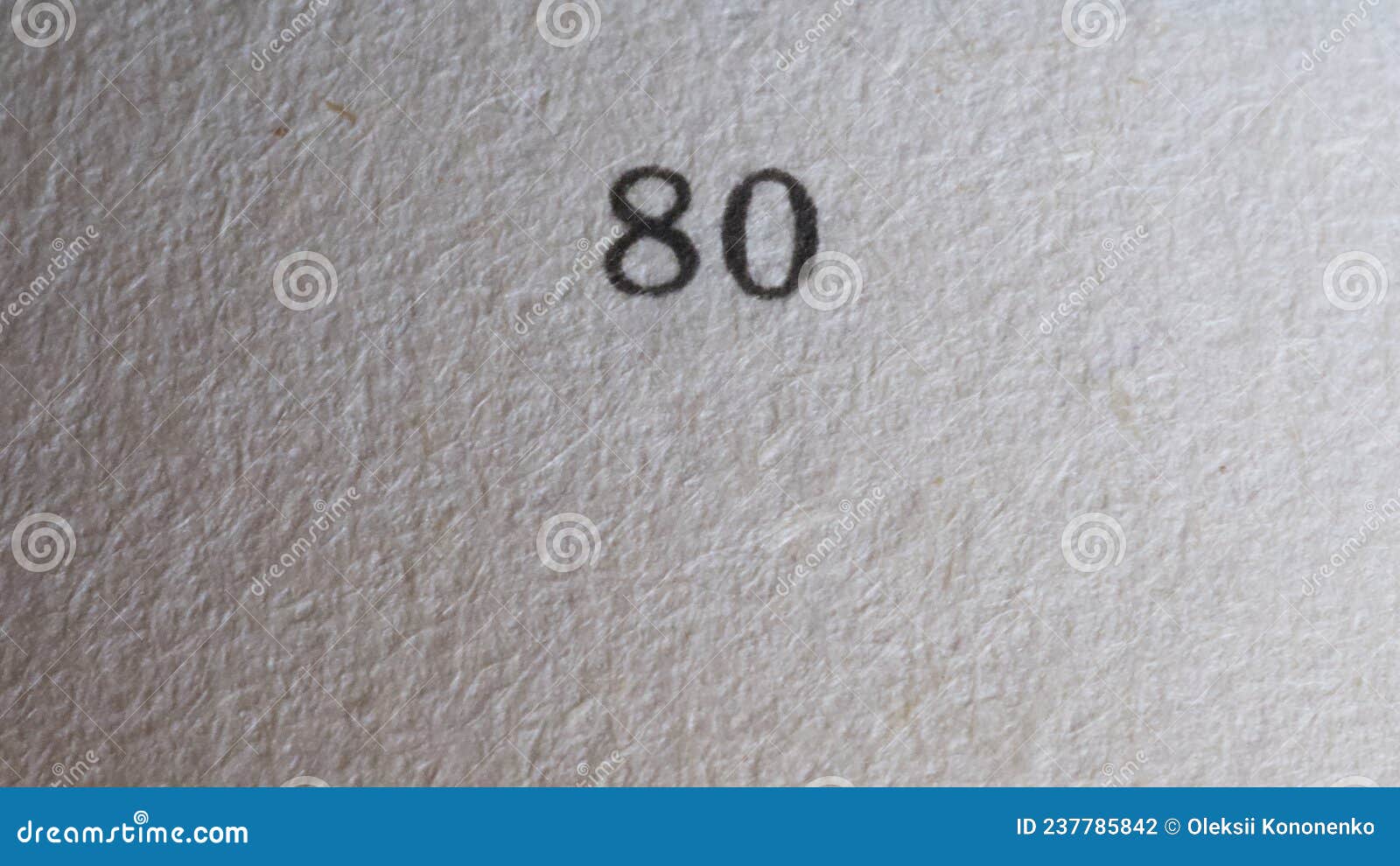 The Number 80 Printed on a Piece of Paper. Paper Texture Stock Photo ...