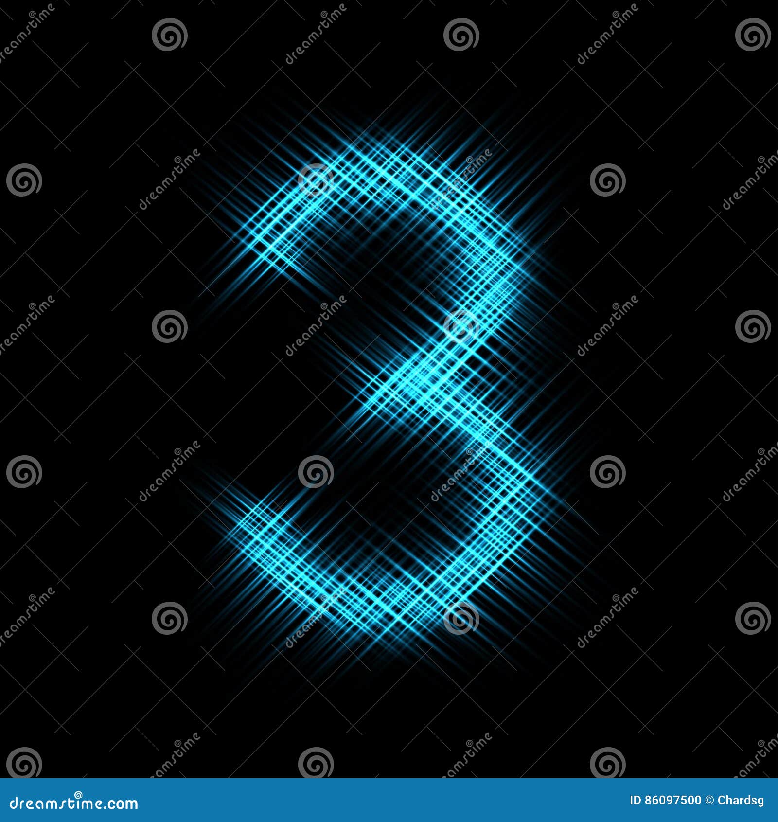 Number 3, Abstract Light on Dark Background. Vector Illustration. Stock ...